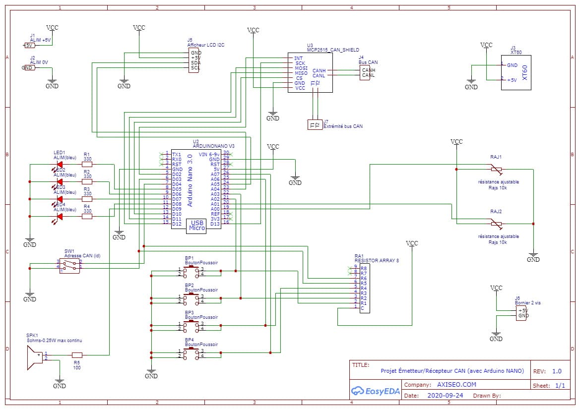 Émetteur Récepteur BUS CAN pour Communication entre Arduino 2022